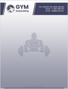 Gym Business Letterhead Templates for Word | Edit & Print